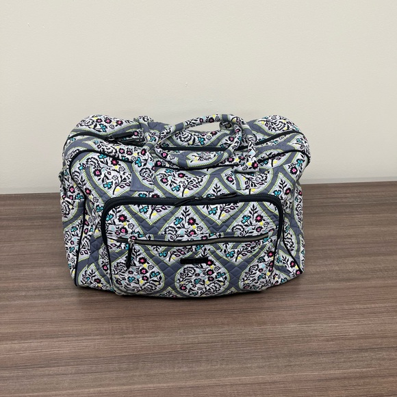 Vera Bradley | Bags | Vera Bradley Gray And Blue Weekender Travel Bag ...